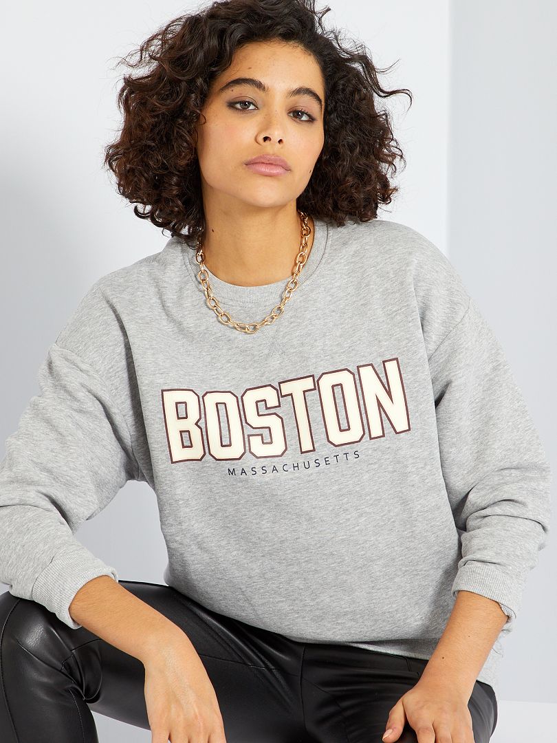 Boston-sweater van joggingstof - GRIJS - Kiabi - 12.00€