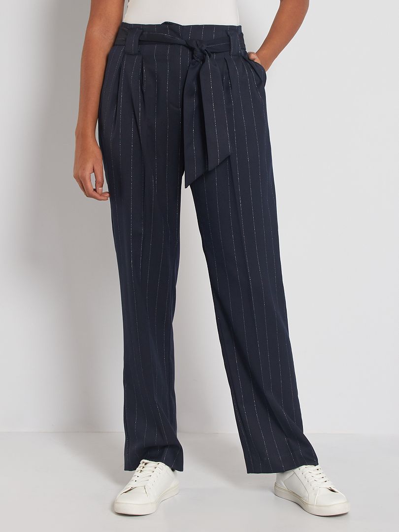 Brede broek met strepen - BLAUW - Kiabi - 20.00€