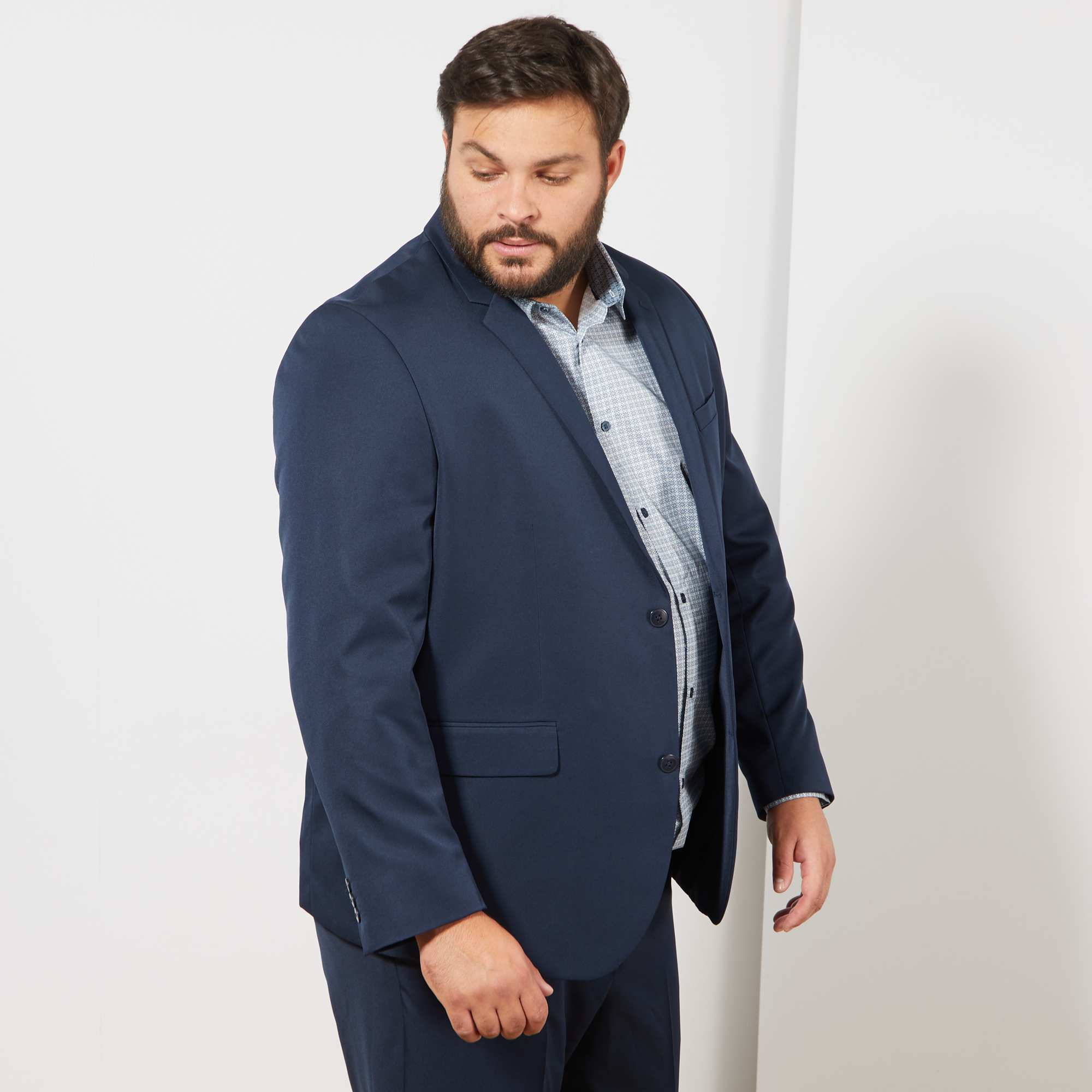 Comfortabel effen kostuumjasje Herenmode grote maten - zwart - Kiabi ...