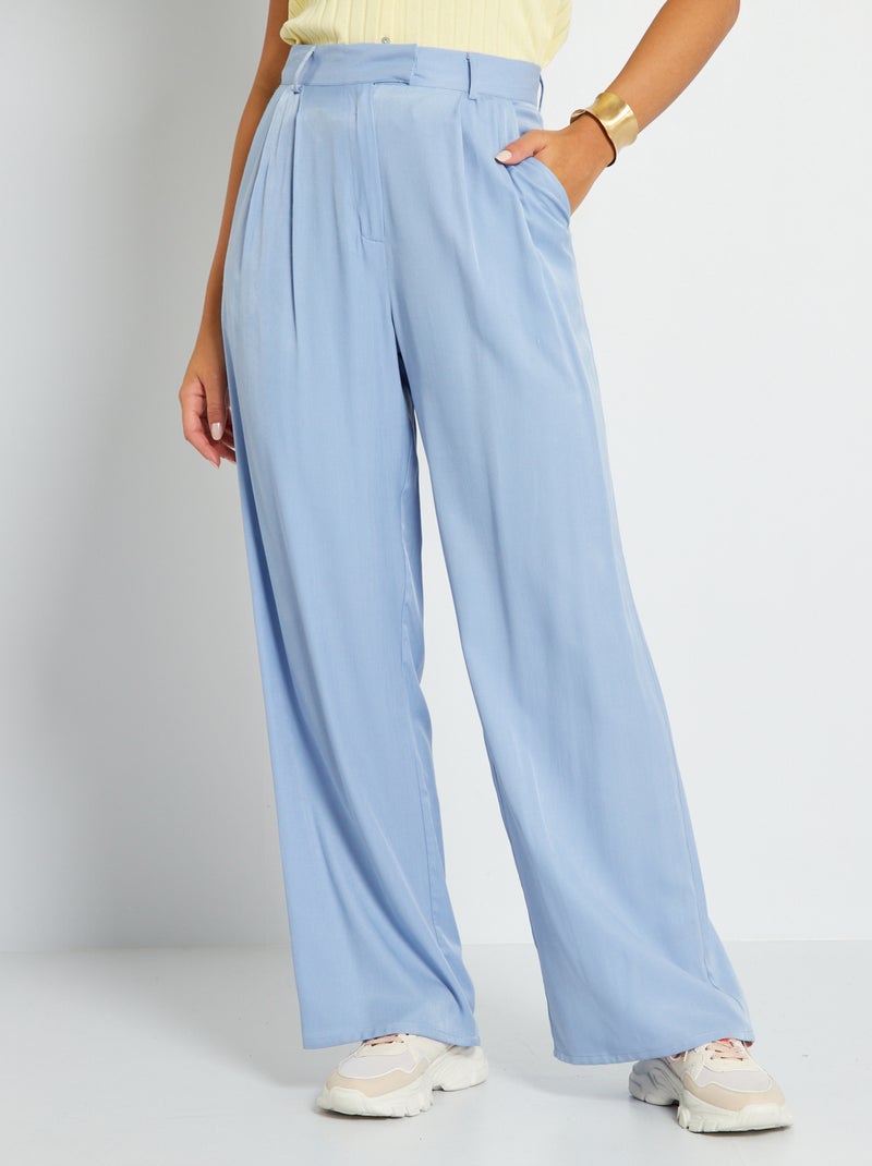 Effen Satijnen Broek Met Wijde Pijpen Blauw Kiabi 2000€