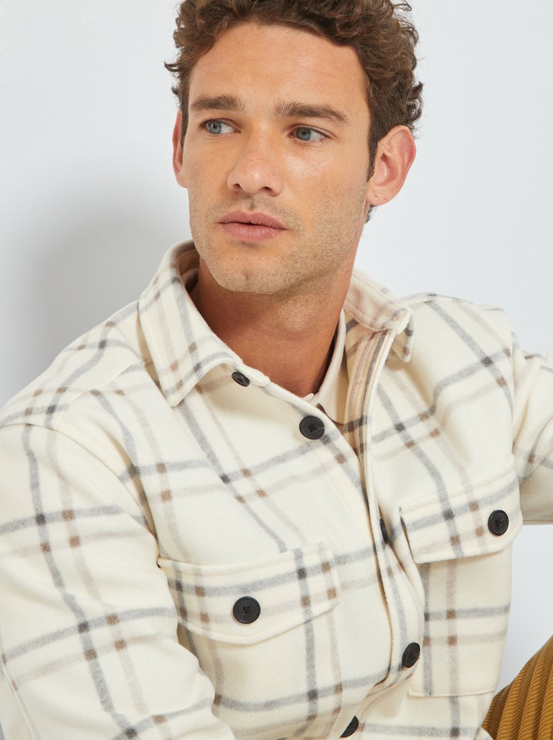 Flanellen overhemd met ruitjes - BIEGE - 25.00€ - Kiabi