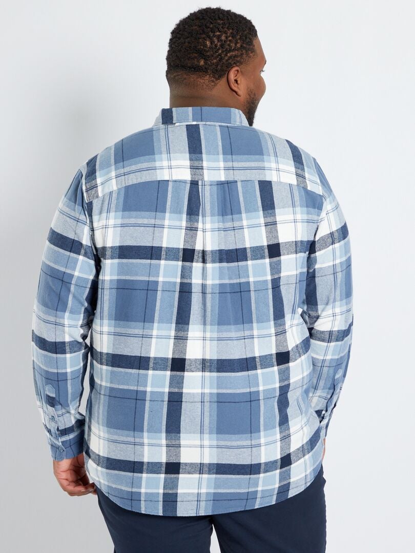 Flanellen overhemd met ruitjes - BLAUW - Kiabi - 22.00€