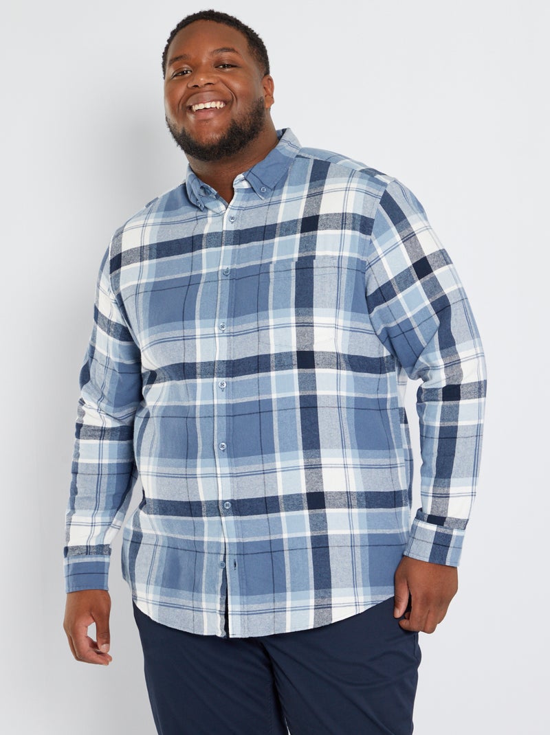 Flanellen overhemd met ruitjes - BLAUW - 22.00€ - Kiabi
