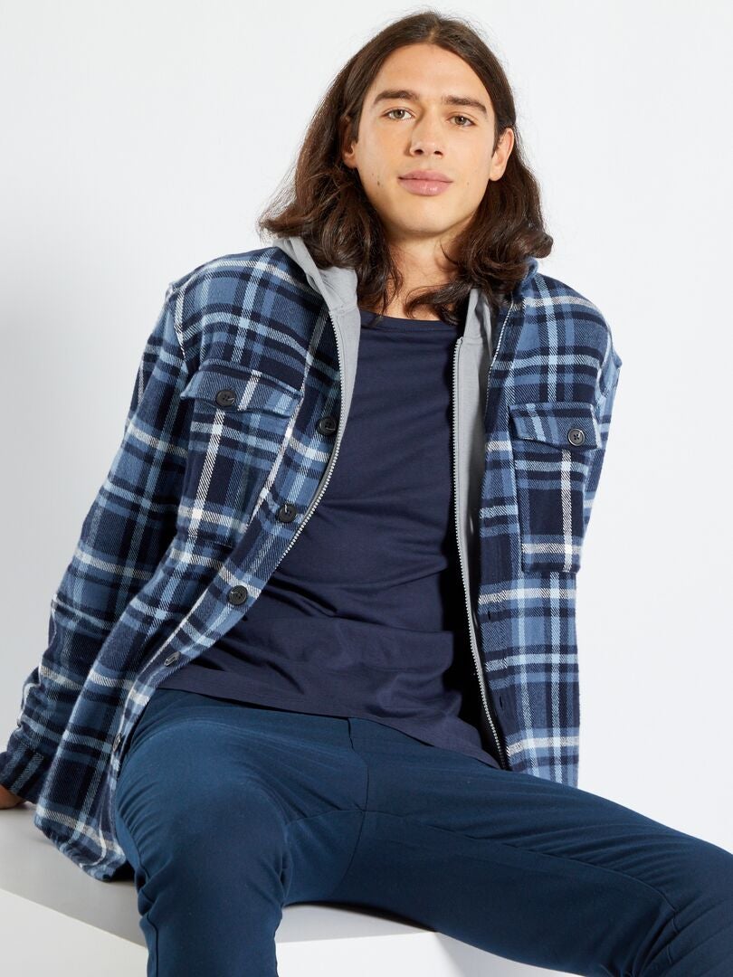 Flanellen overhemd met ruitjes - BLAUW - Kiabi - 22.00€