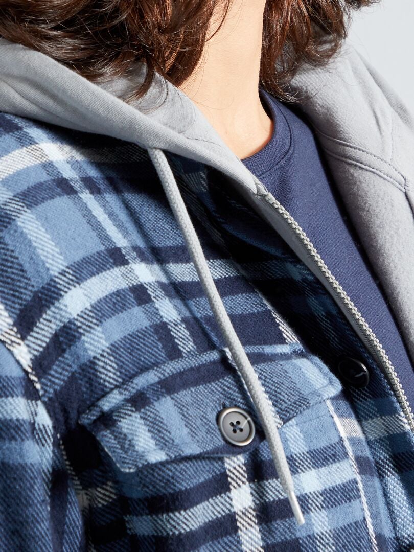 Flanellen overhemd met ruitjes - BLAUW - Kiabi - 22.00€