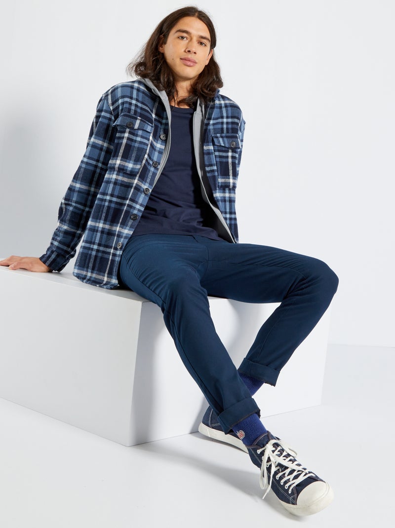 Flanellen overhemd met ruitjes - BLAUW - 22.00€ - Kiabi