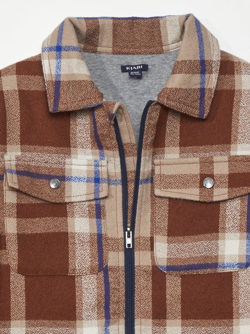 Flanellen overhemd met ruitjes - BRUIN - Kiabi - 15.00€