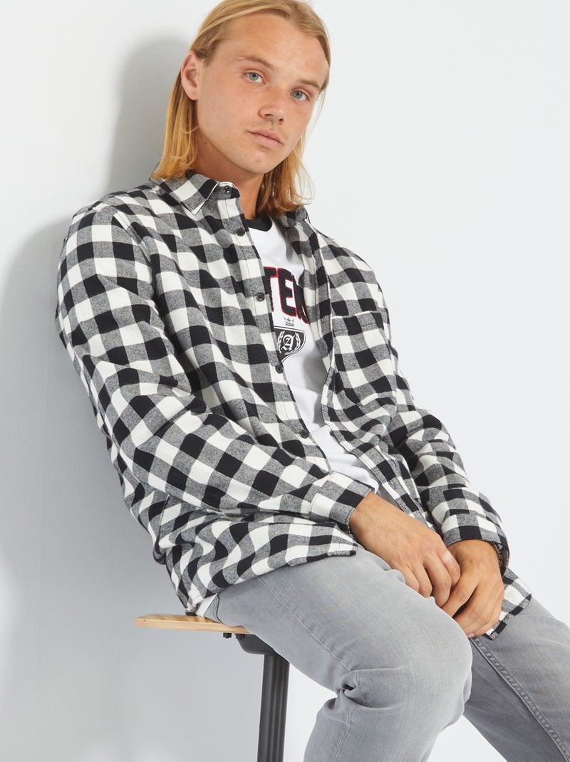 Flanellen overhemd met ruitjes - WIT - Kiabi - 15.00€