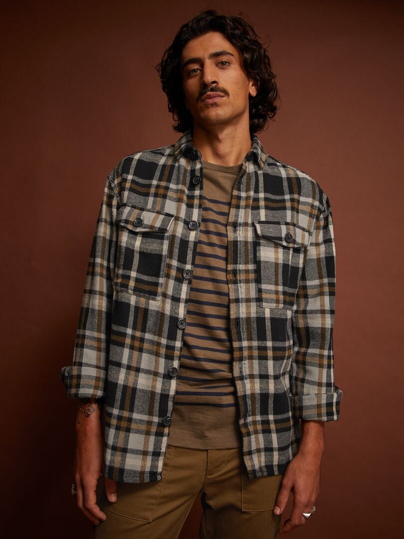 Flanellen overhemd met ruitjes - ZWART - Kiabi - 22.00€