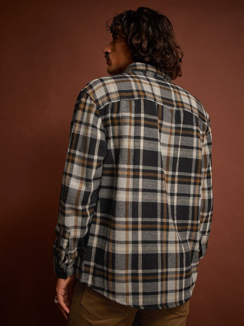 Flanellen overhemd met ruitjes - ZWART - Kiabi - 22.00€