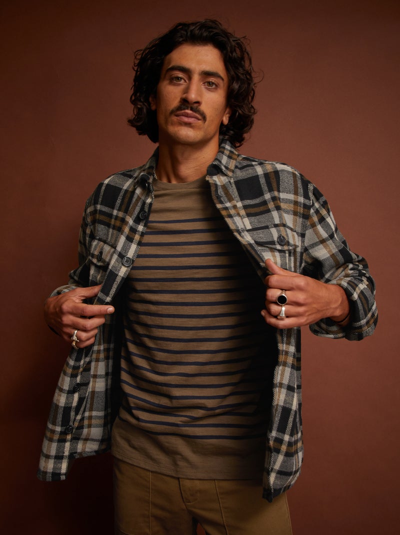 Flanellen overhemd met ruitjes - ZWART - Kiabi - 22.00€