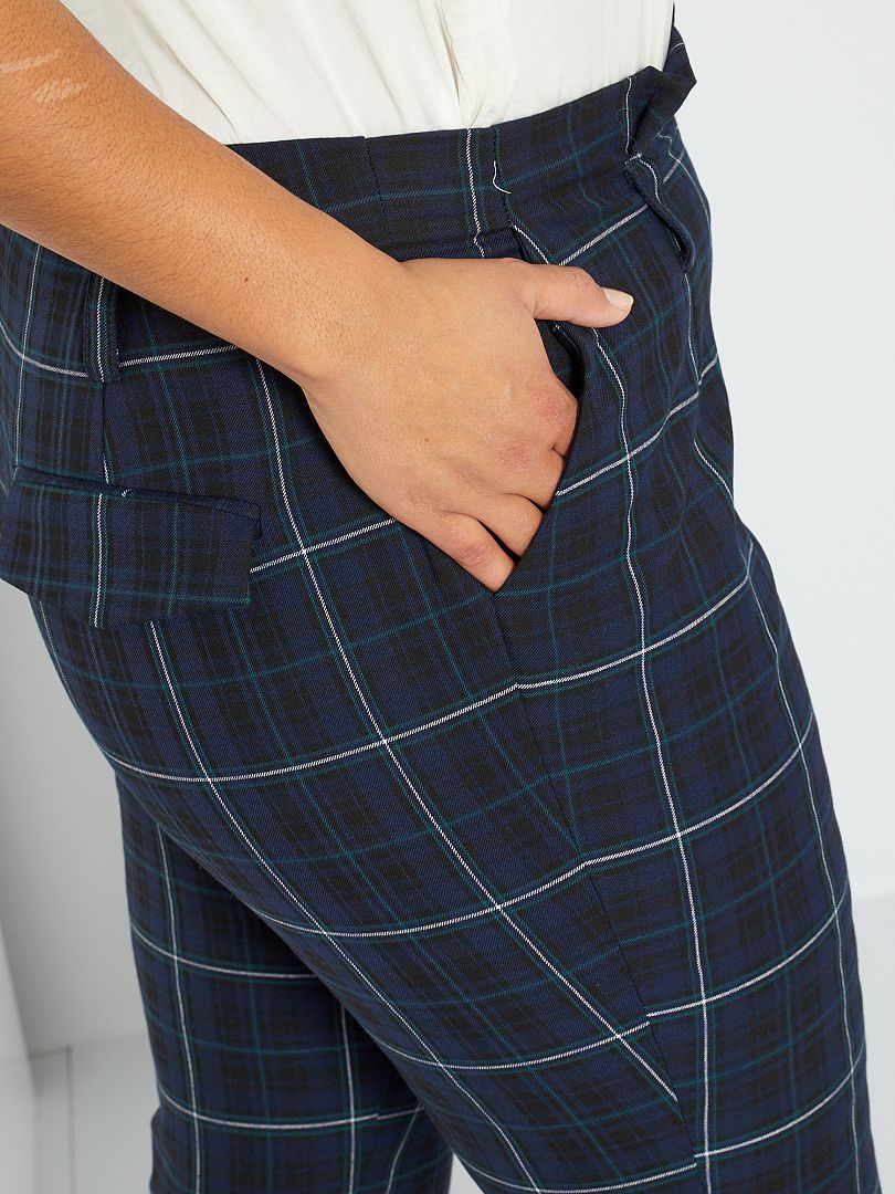 Geklede broek met ruitjes - BLAUW - Kiabi - 22.00€