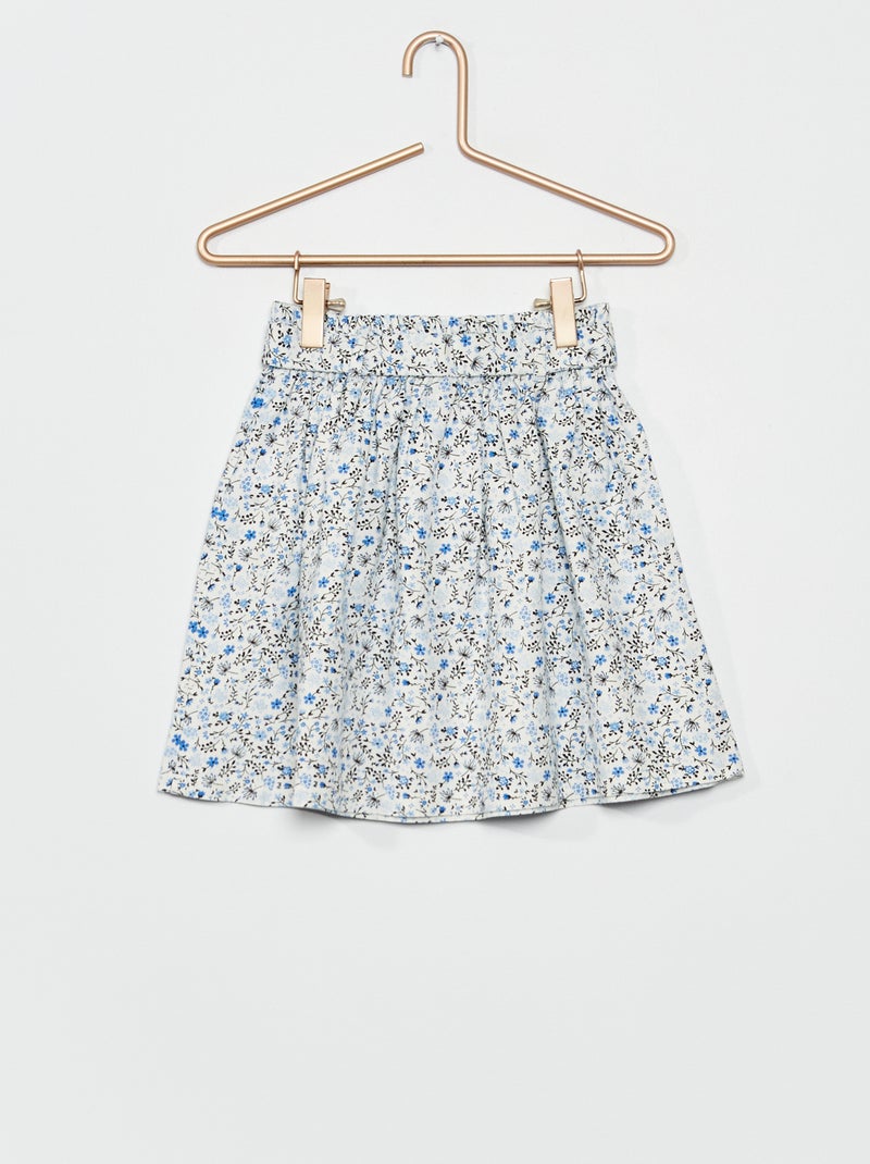 Gerende rok met bloemenprint en ceintuur - WIT - 10.00€ - Kiabi