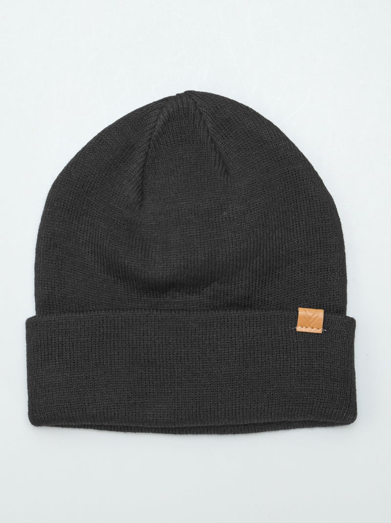 Geribde muts met omslag - ZWART - 5.00€ - Kiabi