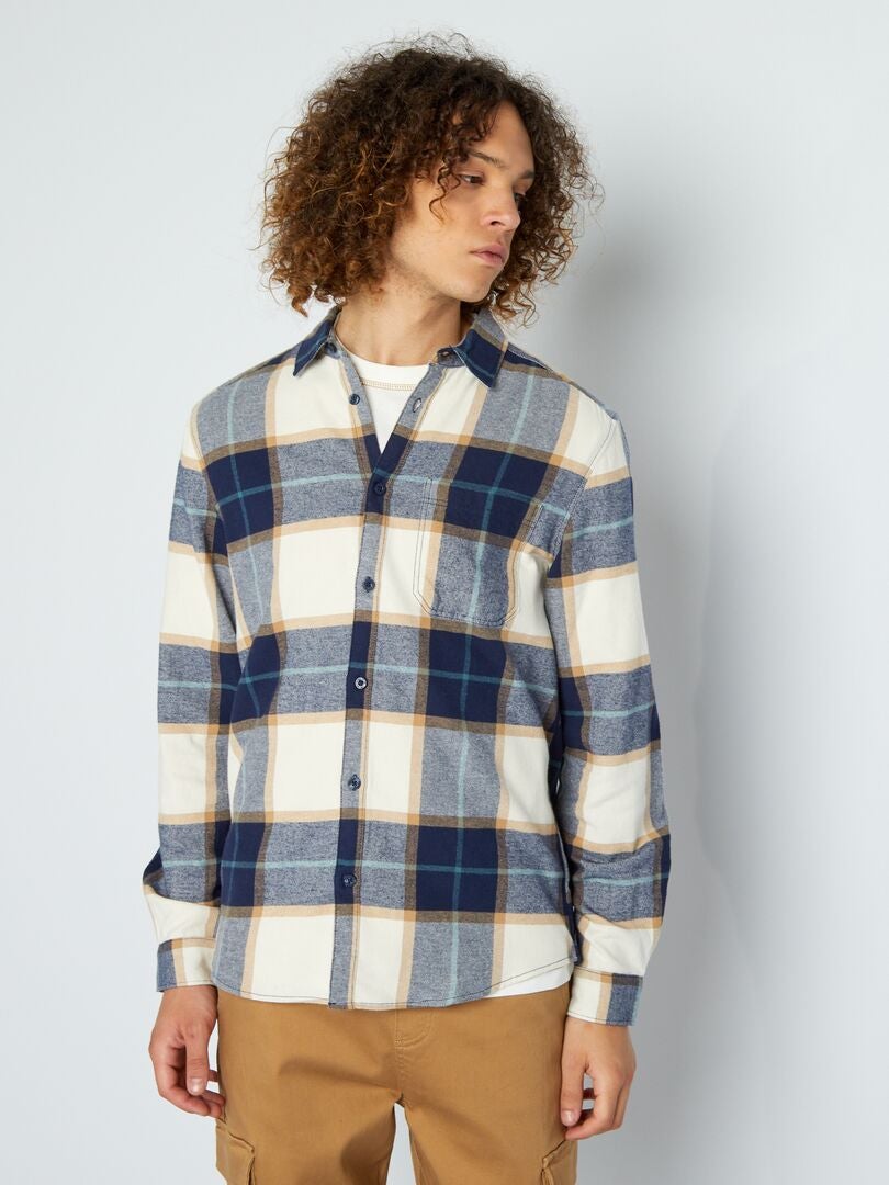 Geruit, flanellen overhemd - BLAUW - Kiabi - 17.00€