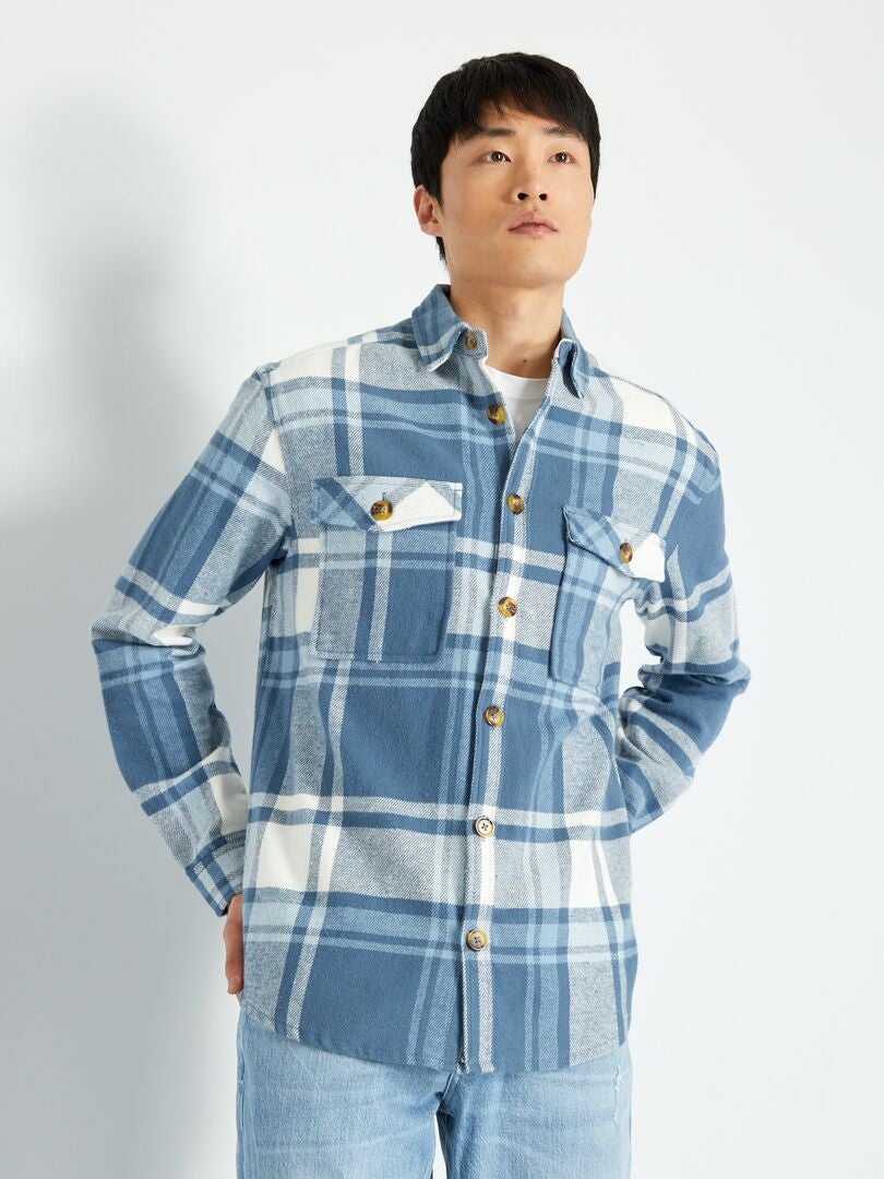 Geruit overhemd - BLAUW - Kiabi - 25.00€