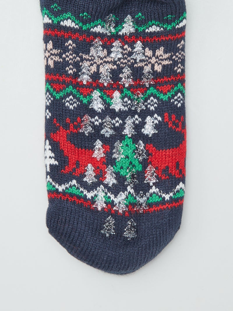 Gevoerde antislipsokken met kerstmotief - BLAUW - 9.00€ - Kiabi