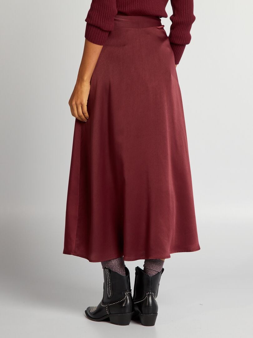 Halflange satijnen rok - ROOD - Kiabi - 22.00€