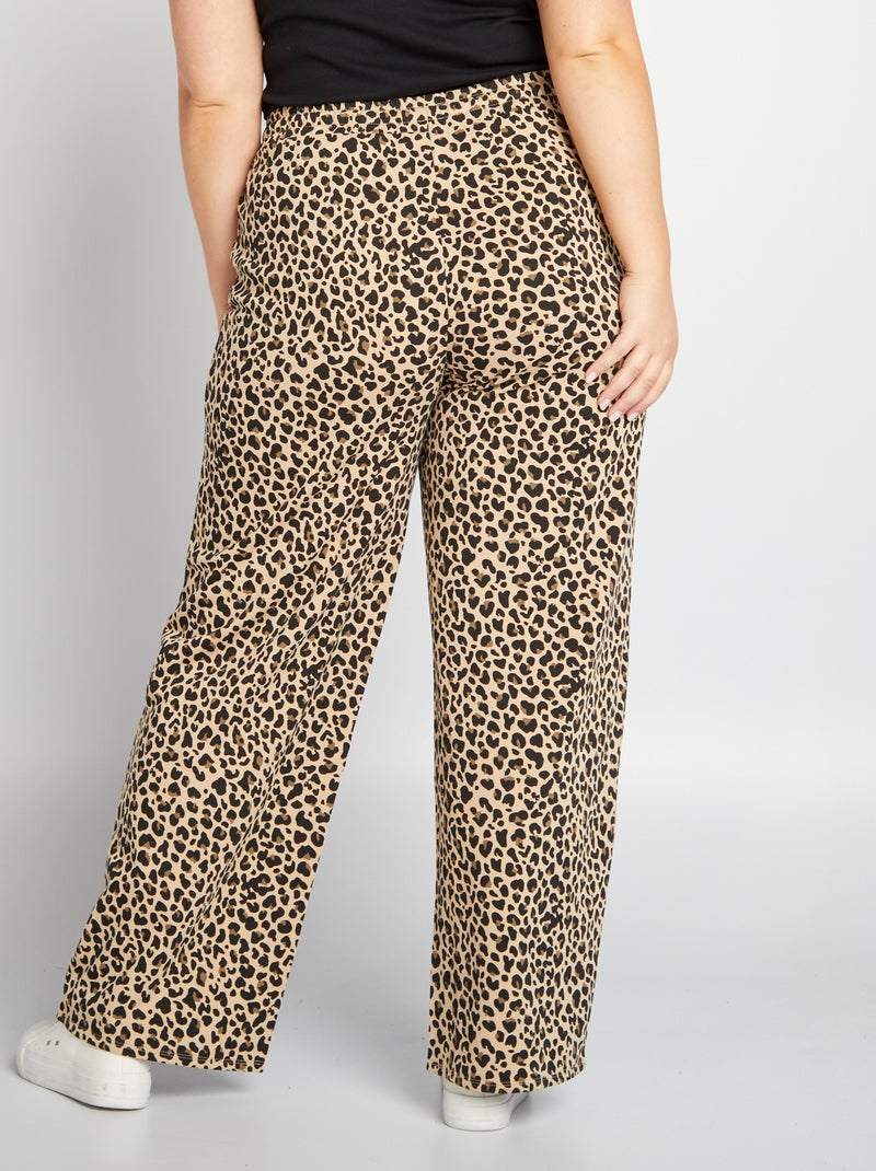 Joggingbroek van french terry met luipaardprint - BIEGE - Grote Maten ...
