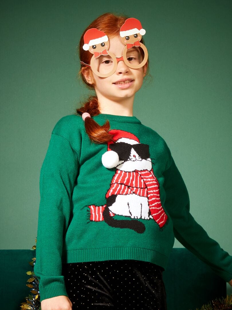 Kersttrui met katje - GROEN - Kiabi - 12.00€