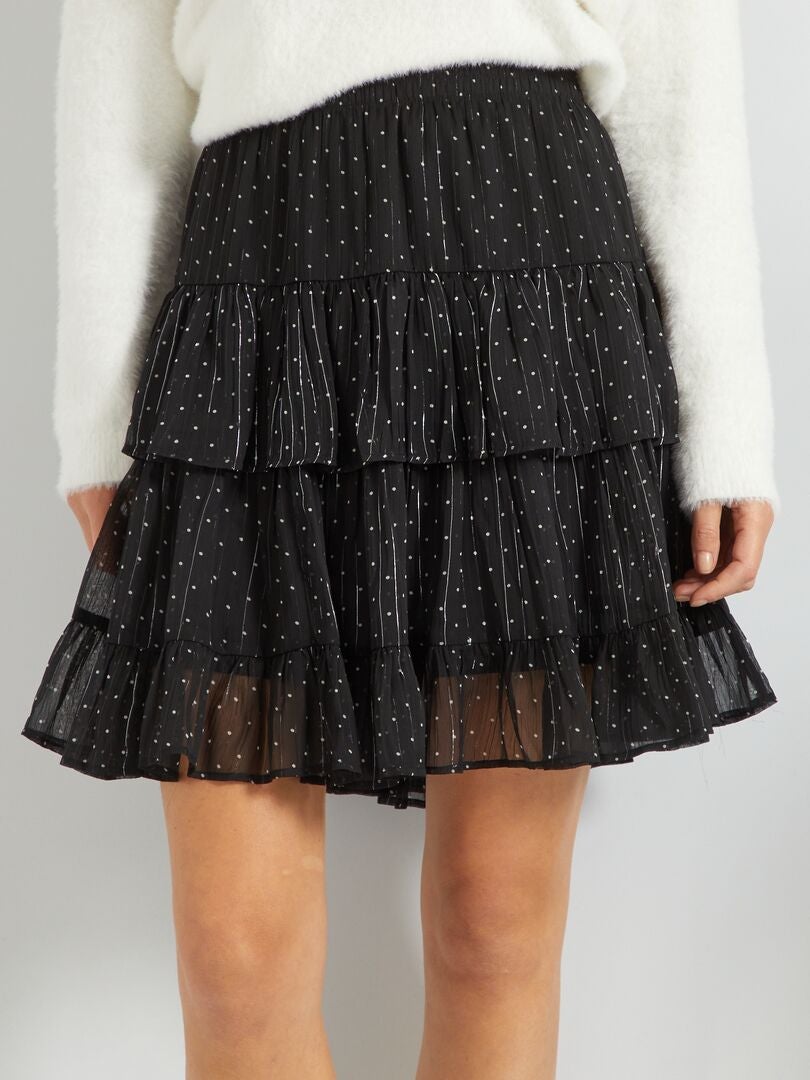 Korte rok met volants - zwart - Kiabi - 20.00€