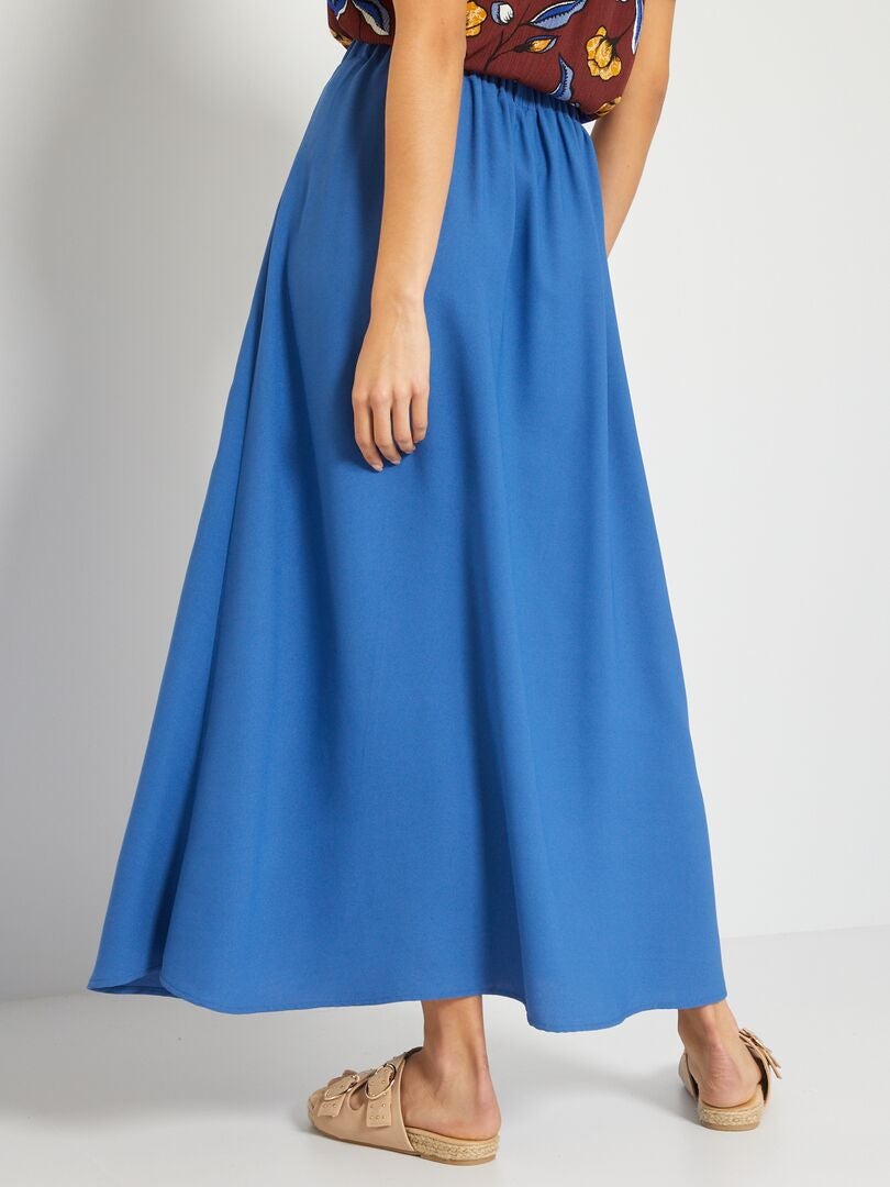 Lange effen rok met ceintuur - BLAUW - Kiabi - 18.00€