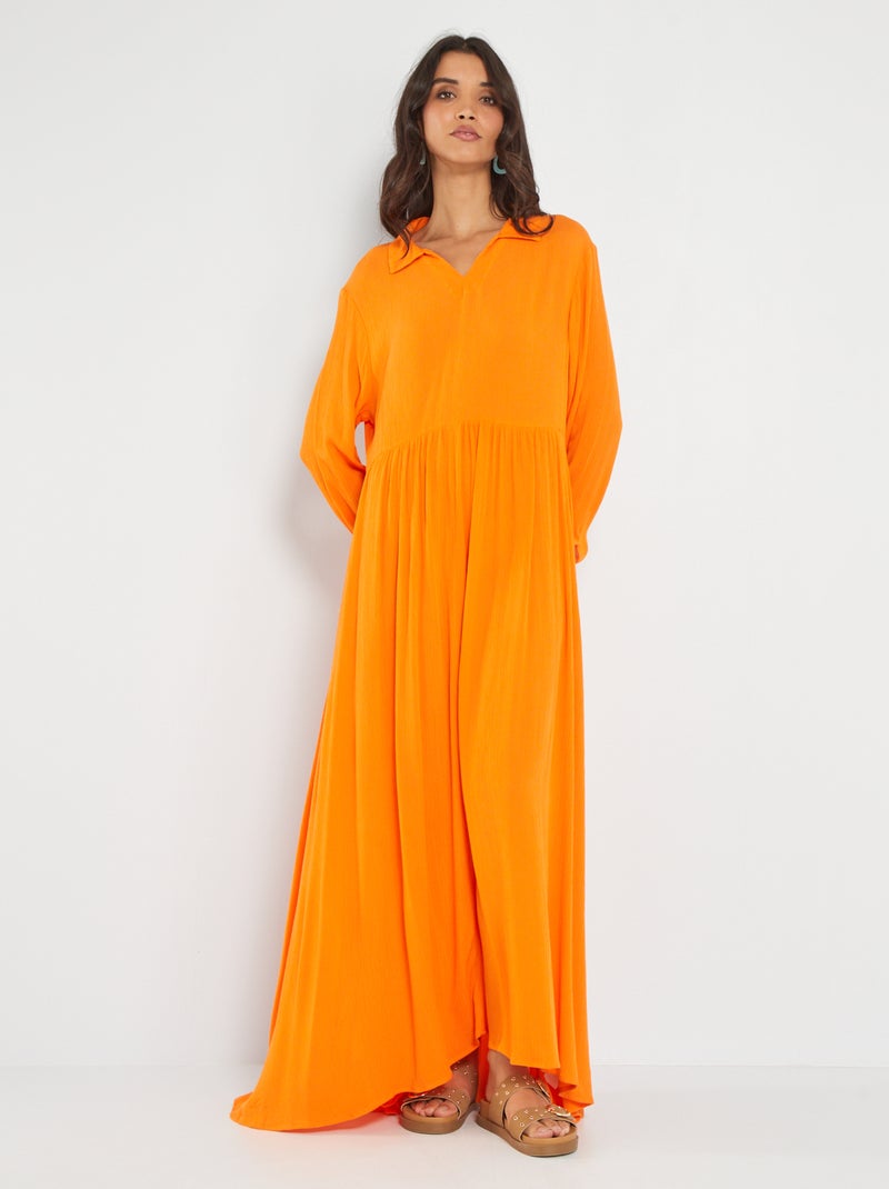 Lange jurk met lange mouw - ORANJE - Kiabi - 32.00€