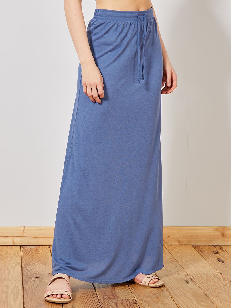 Lange rok van stretch tricot - blauw - Kiabi - 12.00€