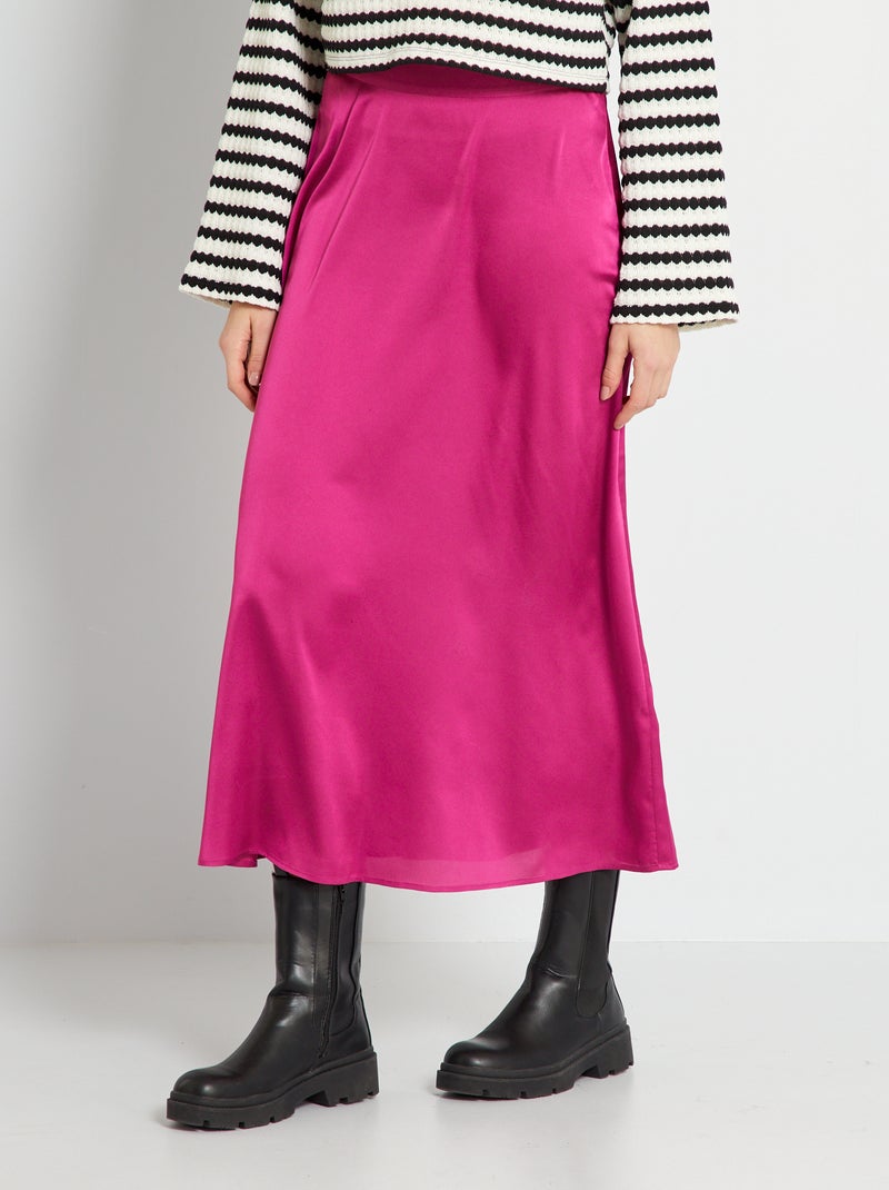 Lange satijnen rok - fuchsia paars - 20.00€ - Kiabi