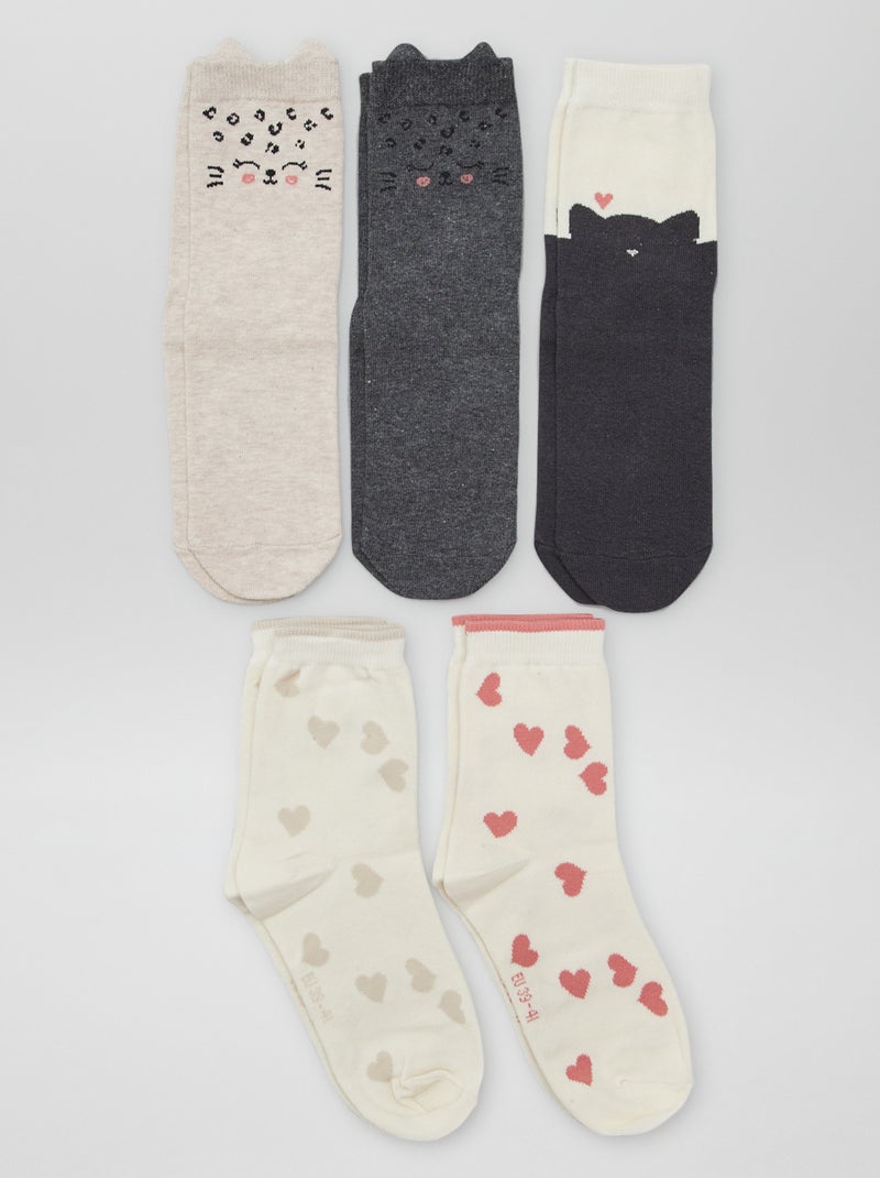 Leuk setje met 5 paar sokken - BIEGE - Dame - 6.00€ - Kiabi