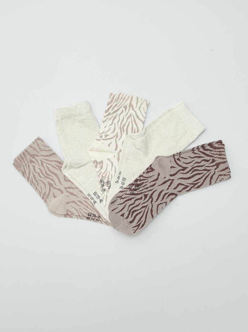 Leuk setje met 5 paar sokken - BIEGE - Dame - 6.00€ - Kiabi
