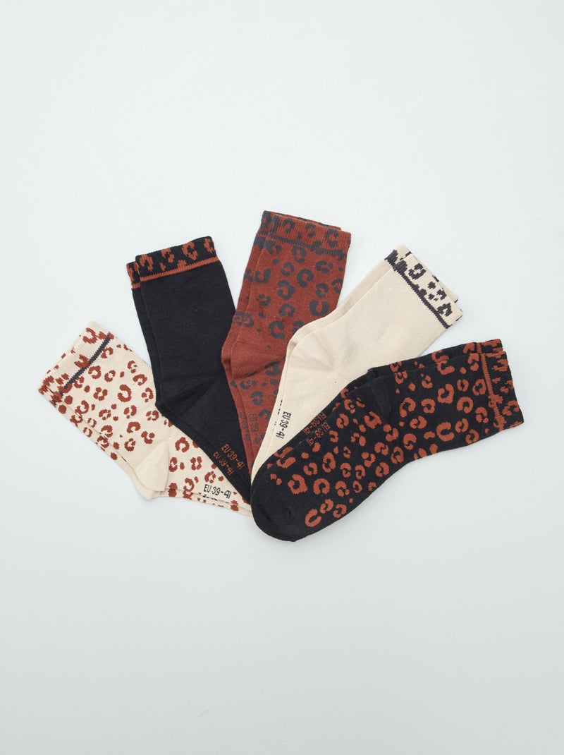 Leuk setje met 5 paar sokken - BRUIN - Dame - 6.00€ - Kiabi