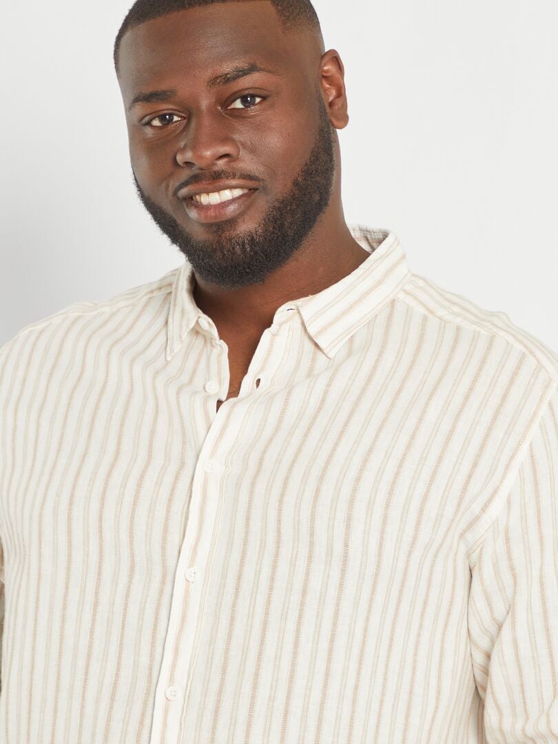 Linnen overhemd met strepen - BIEGE - Kiabi - 22.00€