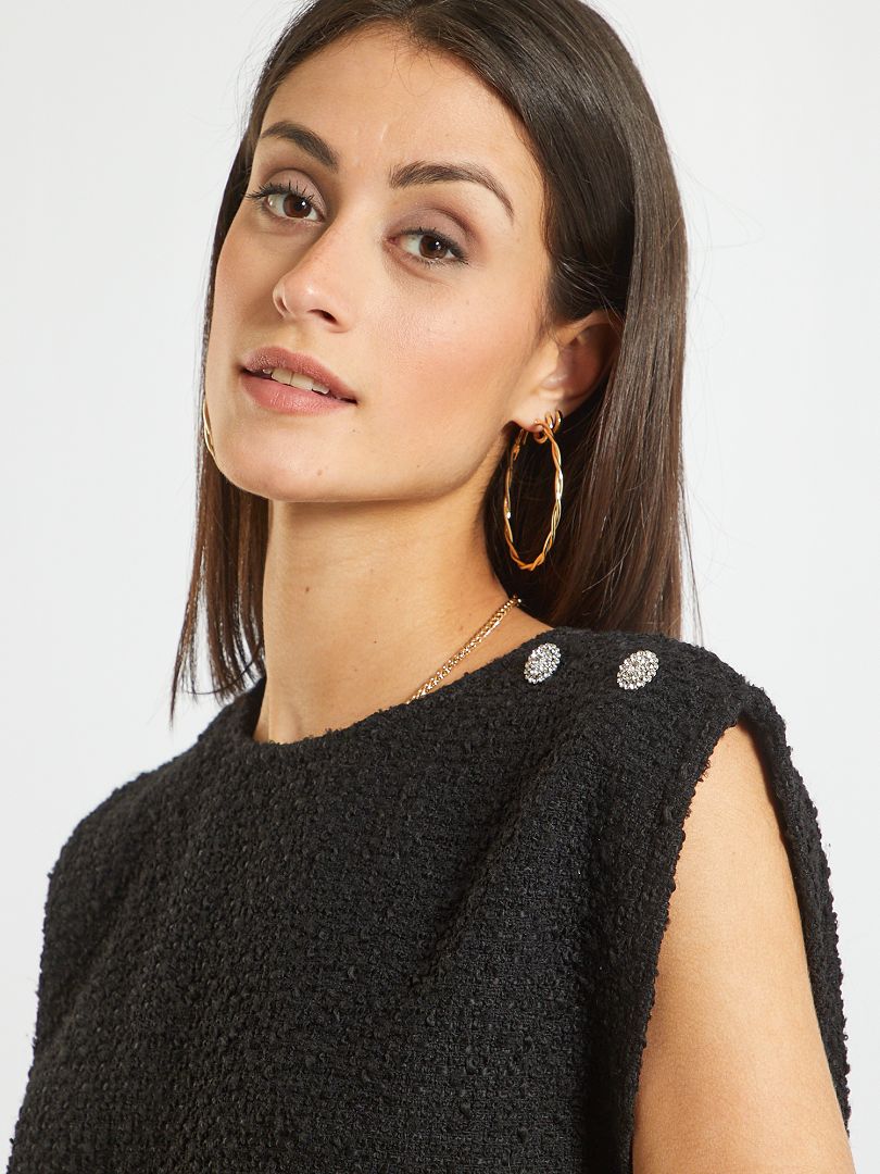 Mouwloze blouse van tweed - zwart - Kiabi - 15.00€ Mouwloze blouse van tweed - zwart - Kiabi - 15.00€