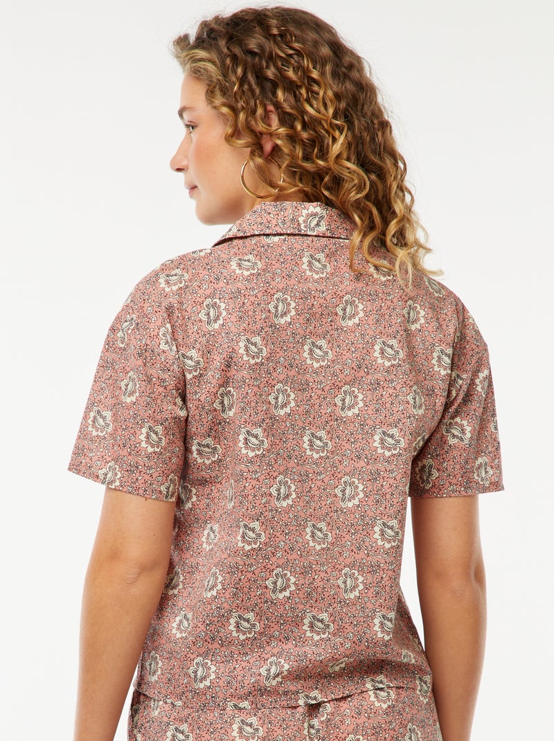 Overhemd met korte mouw en bloemmotiefje - Rose - Dame - 15.00€ - Kiabi