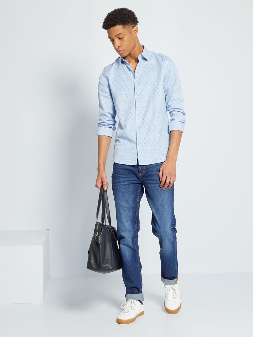Poplin overhemd met print - +1m90 - BLAUW - Kiabi - 29.00€