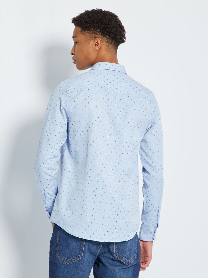 Poplin overhemd met print - +1m90 - BLAUW - Kiabi - 29.00€
