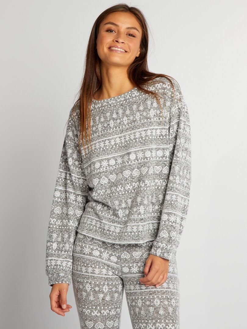 Pyjama met sweater + broek - 2-delig - GRIJS - Kiabi - 22.00€