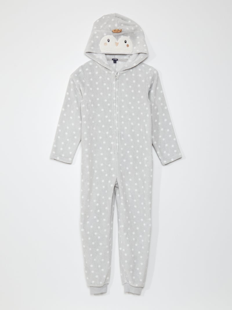 Pyjamapak met schapenvacht effect met capuchon - GRIJS - Kiabi - 18.00€