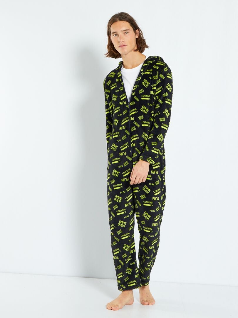 Pyjamapak van fleece 'Game over' - zwart / groen - Kiabi - 18.00€