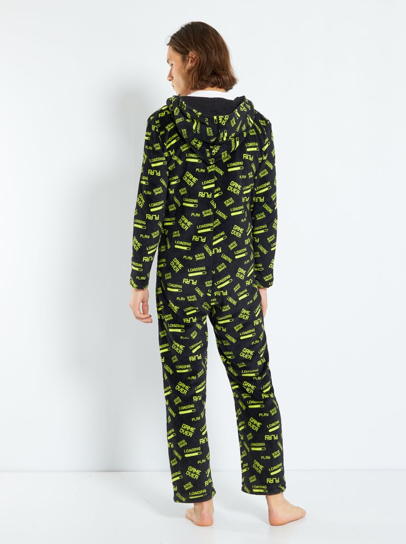 Pyjamapak van fleece 'Game over' - zwart / groen - 18.00€ - Kiabi