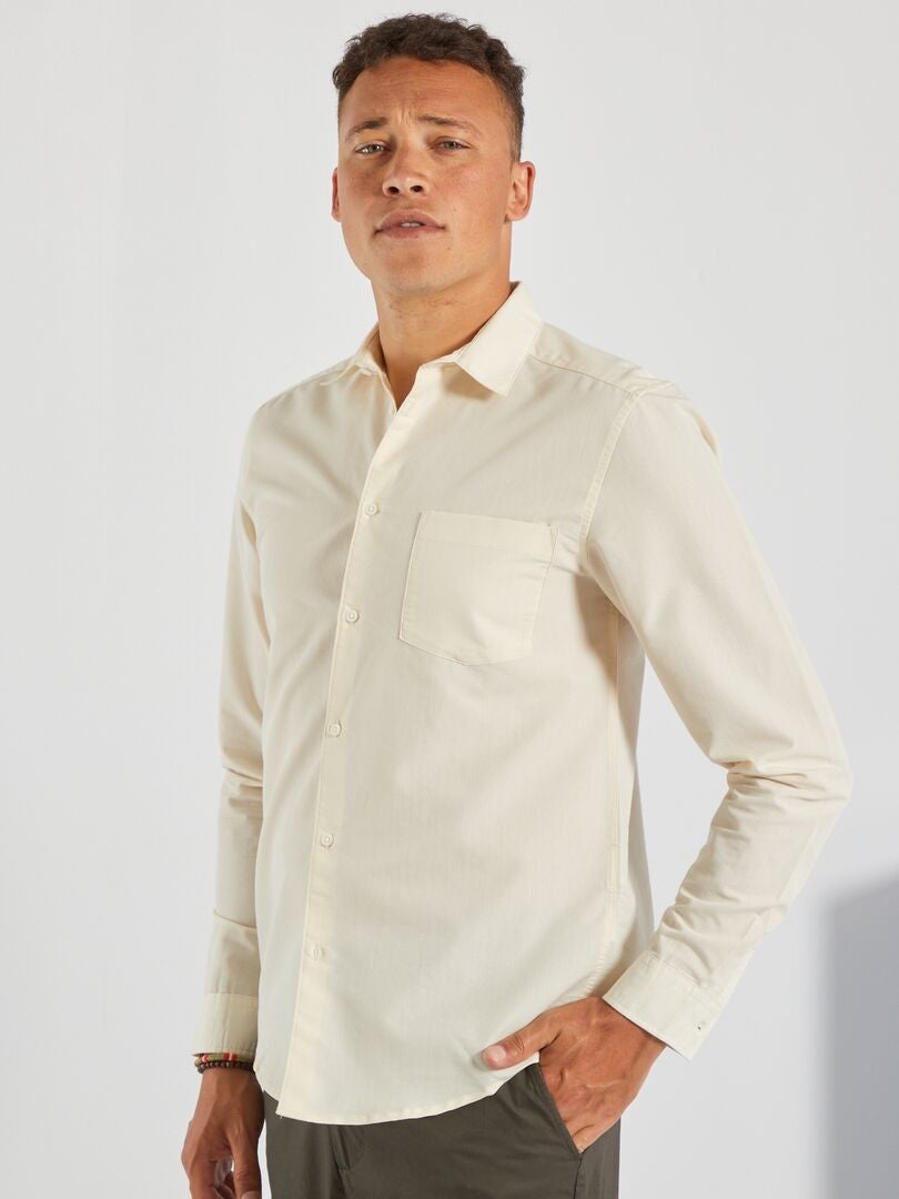 Regular-fit hemd met microstrepen - WIT - Kiabi - 18.00€