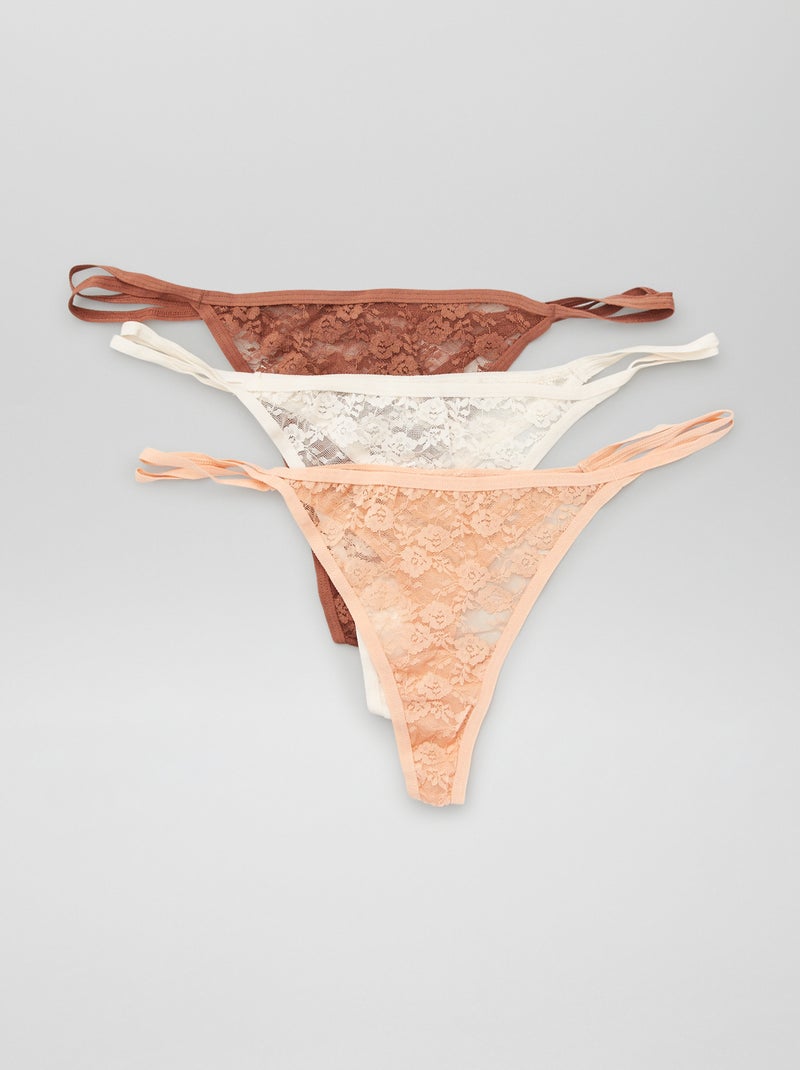 Setje met 3 kanten strings - BIEGE - Kiabi - 8.00€