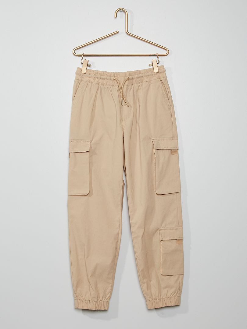 Stoffen broek met meerdere zakken - beige crème - Kiabi - 15.00€