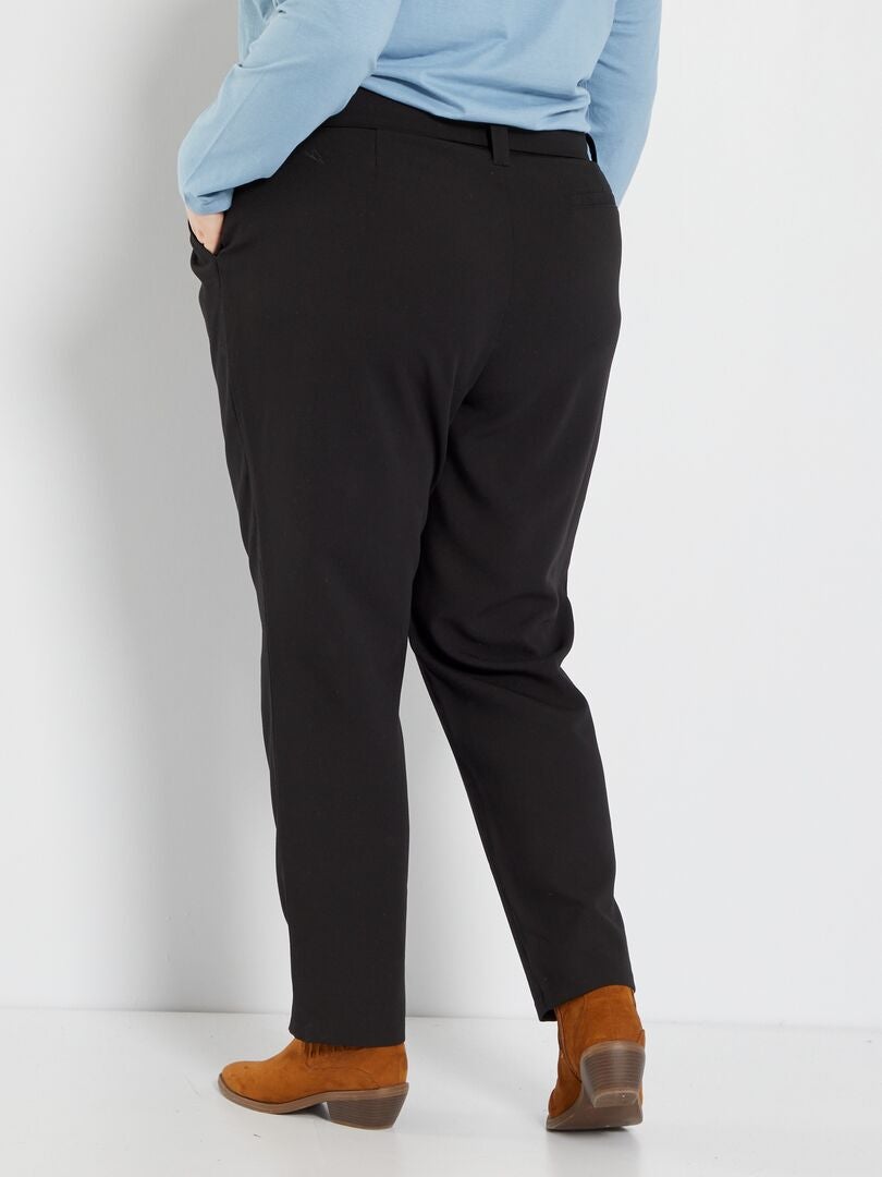 Strakke broek met brede riem - zwart - Kiabi - 25.00€