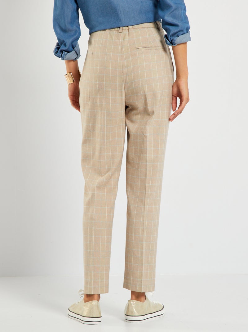 Strakke broek met Prince-de-Galles-motief - BEIGE - 15.00€ - Kiabi