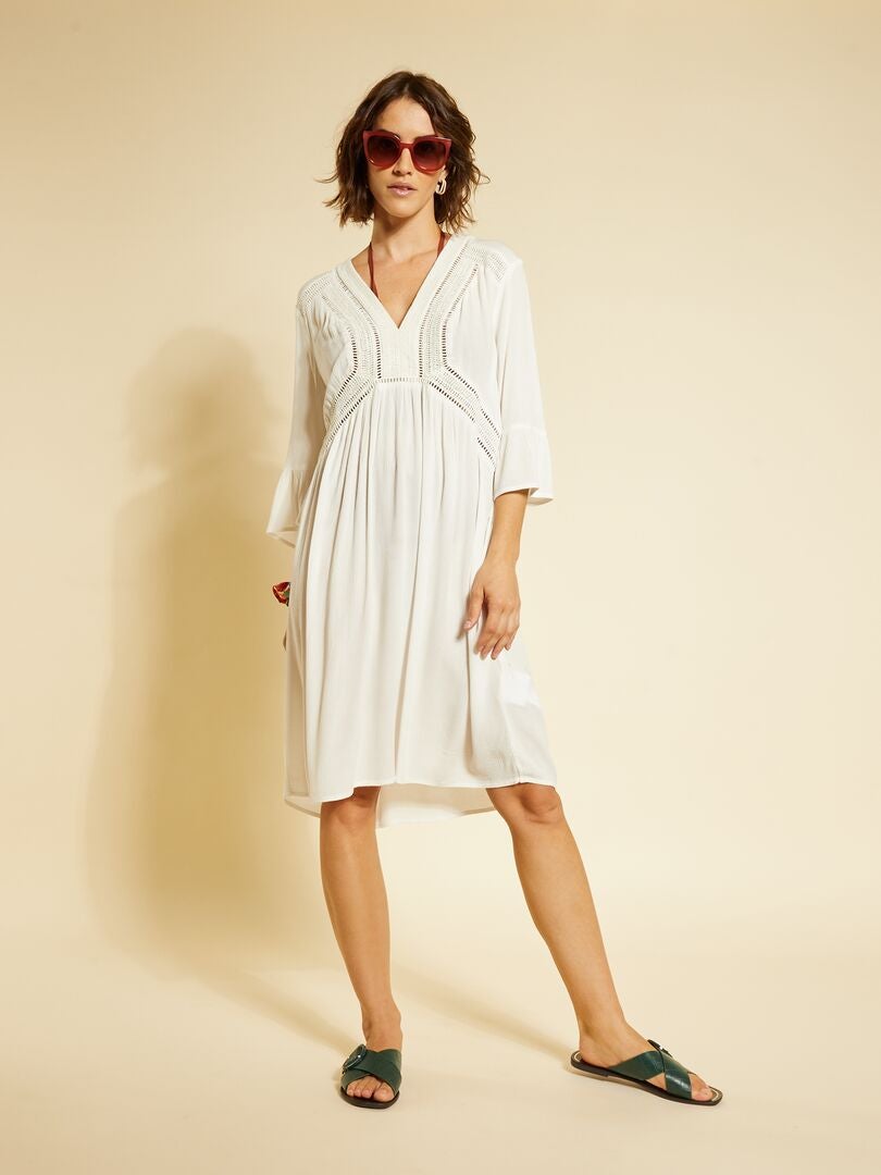 Strandjurk met macramé - sneeuw wit - Kiabi - 20.00€