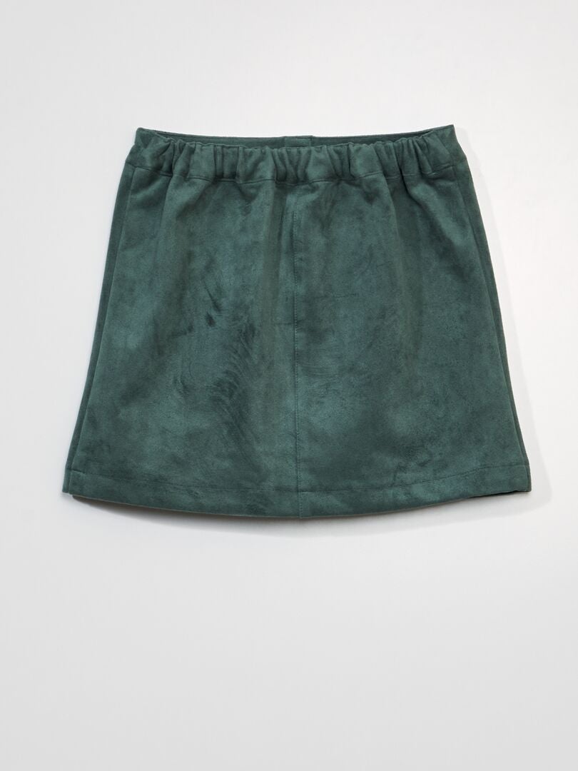 Suède rok met knoopjes - GROEN - Kiabi - 14.00€