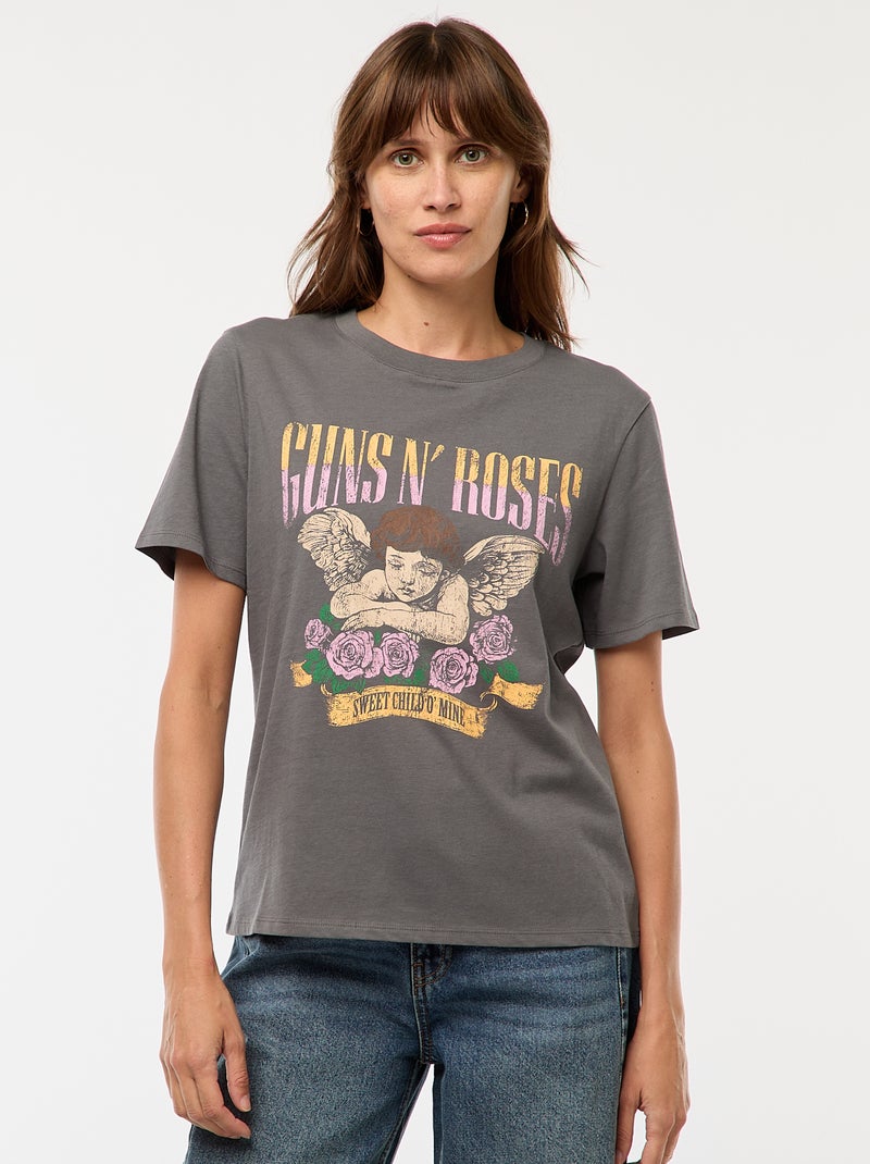 T-shirt met 'Guns N' Roses'-print - Grijs - Dame - 13.00€ - Kiabi