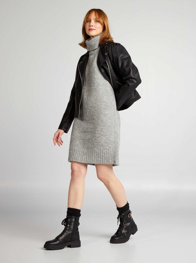 Trui-jurk met col - GRIJS - Kiabi - 27.00€